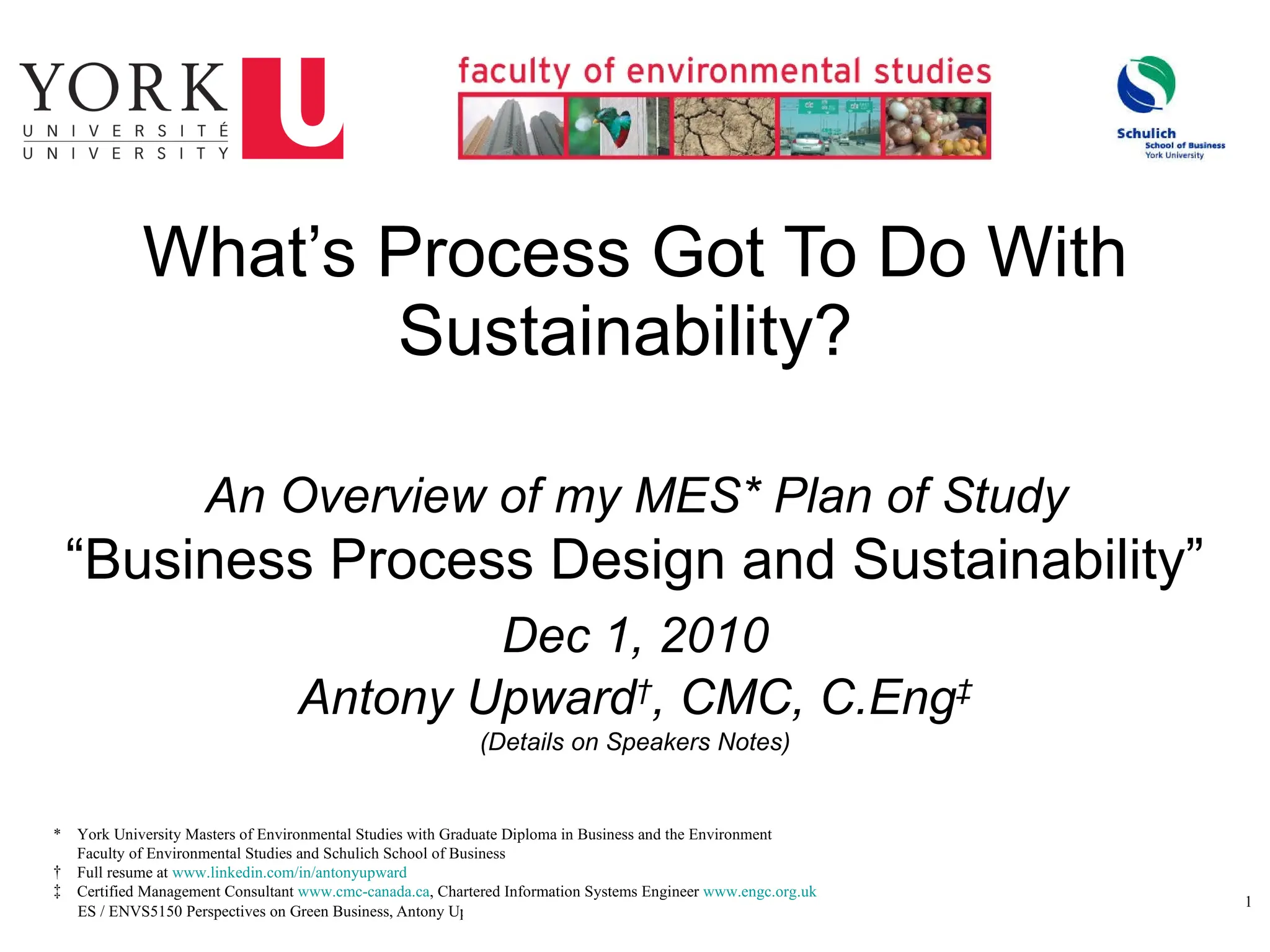 Business Process Design & Sustainability: A Masters of Environmental ...