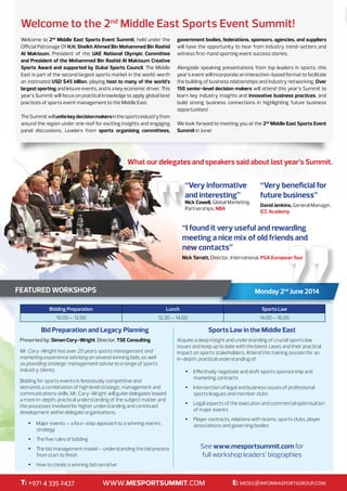 Middle East Sports Event Summit 2014 | PDF