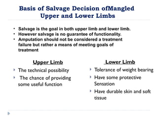 Mangled extremities: assessment scoring and management | PPTX