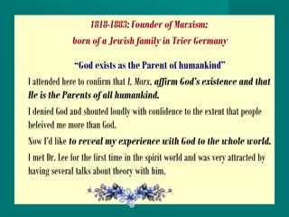 Messafe from Karl Marx in 2002 - Spiritual World. | PPT