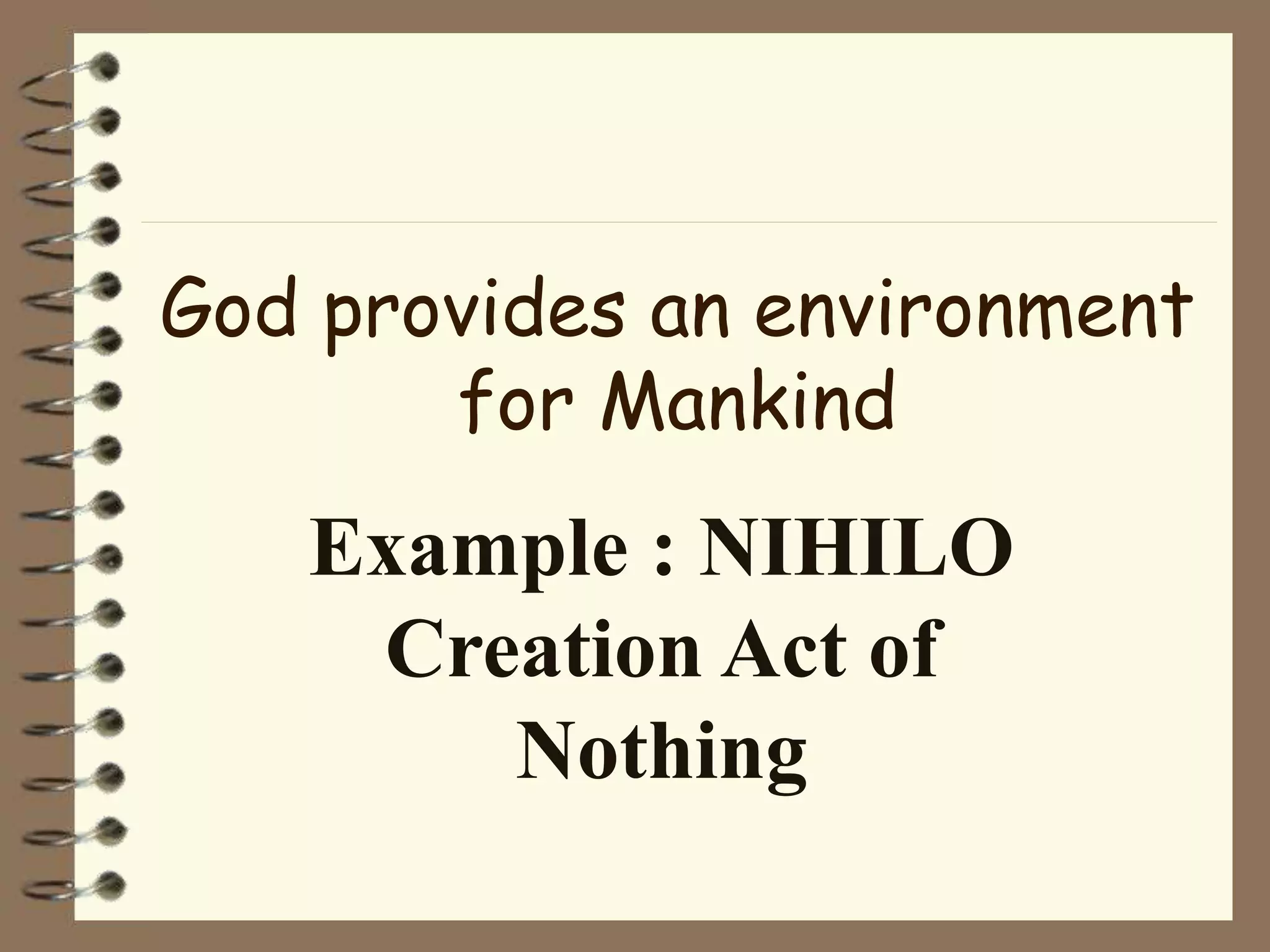 The Provision of God for Mankind | PPTX