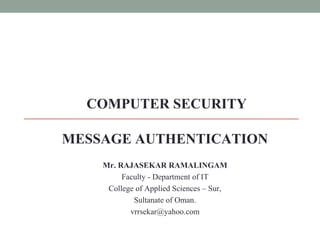 Message authentication | PPT