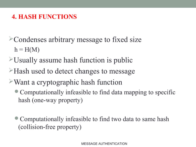 Message authentication | PPT | Operating Systems | Computer Software and Applications