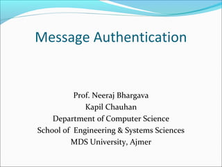 Message Authentication | PPT