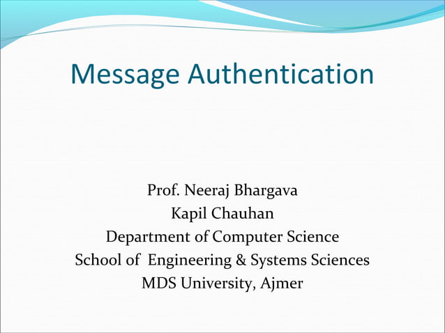 Message Authentication | PPT