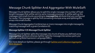 Message Chunk Splitter And Aggregator With MuleSoft | PPT