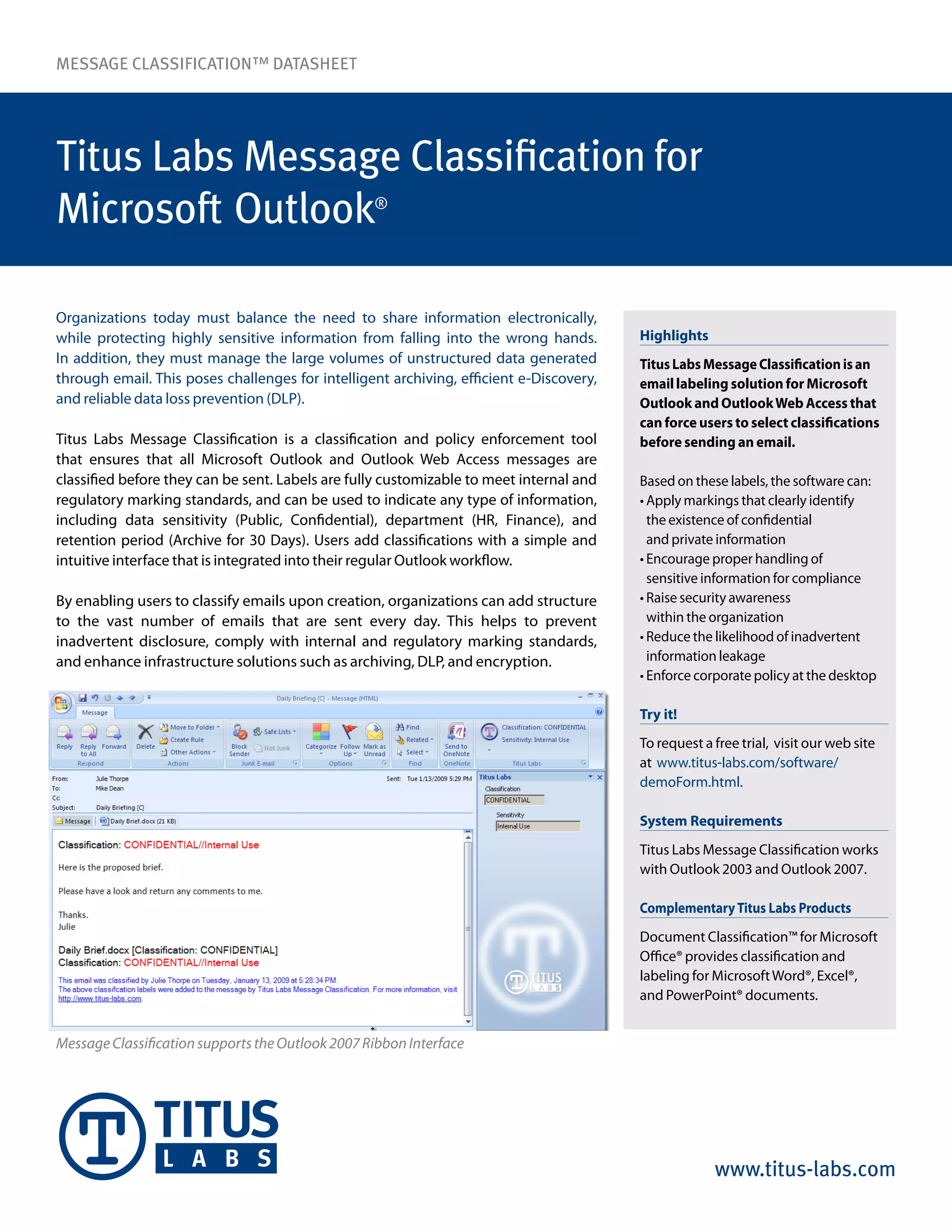 Message Classification for Microsoft Outlook & Web Access | PDF