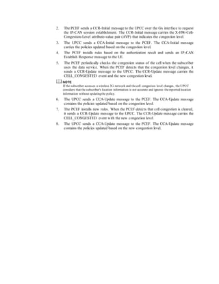 Message flow for dynamic policy control based on the congestion level ...