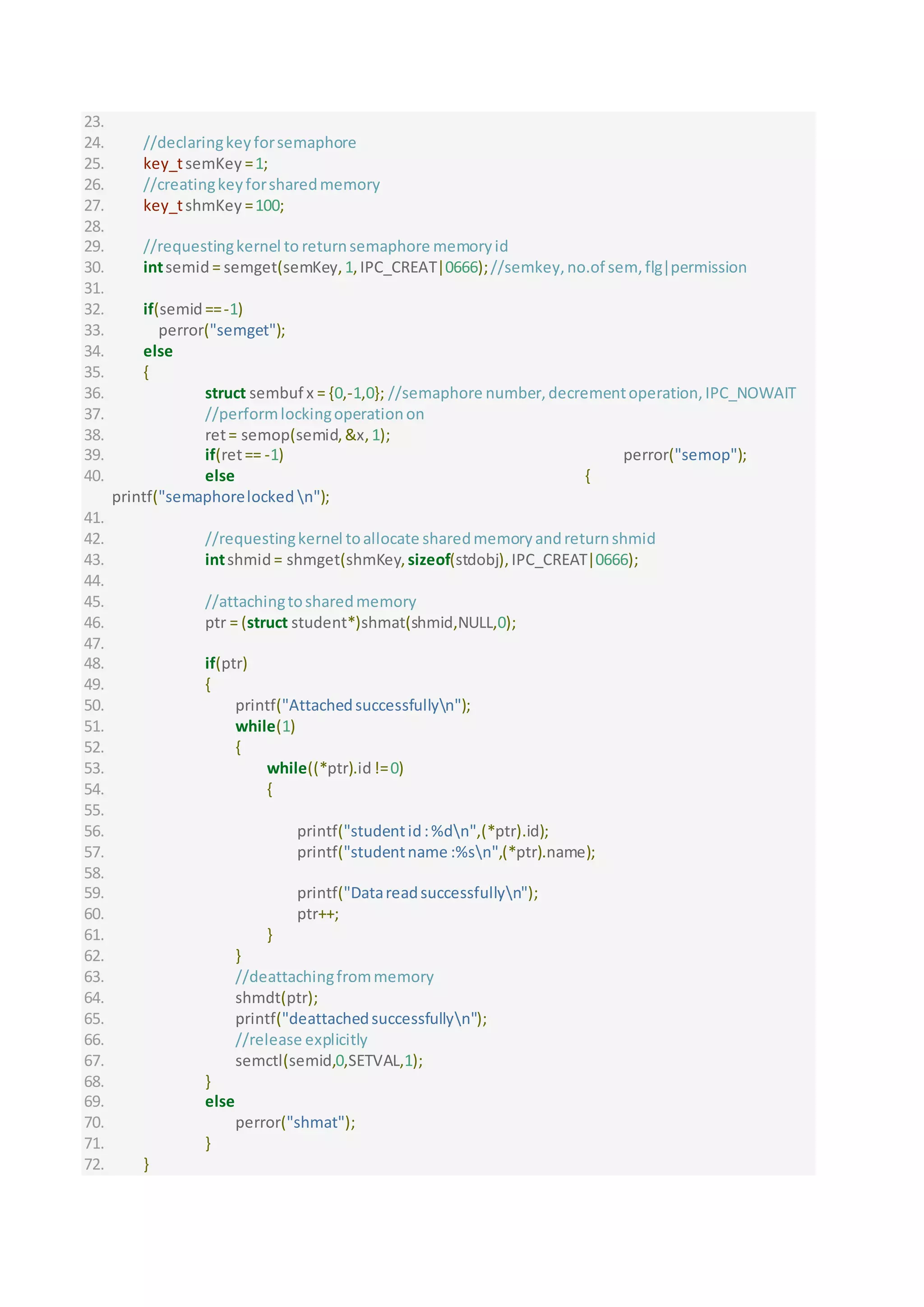 Synchronization of shared memory using semaphores | DOCX