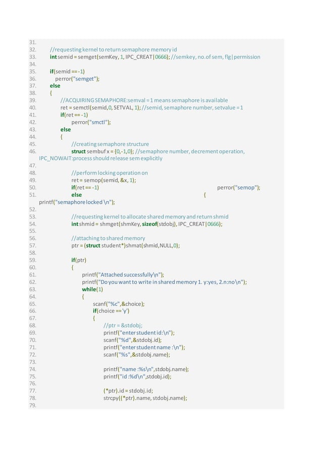 Synchronization of shared memory using semaphores | DOCX