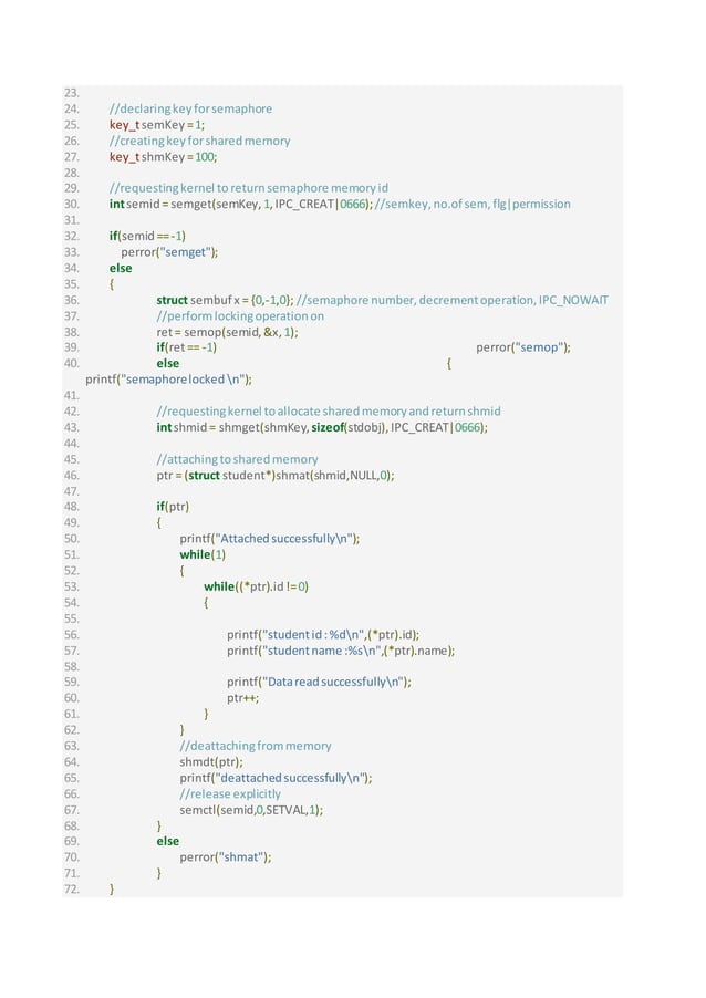 Synchronization of shared memory using semaphores | PDF