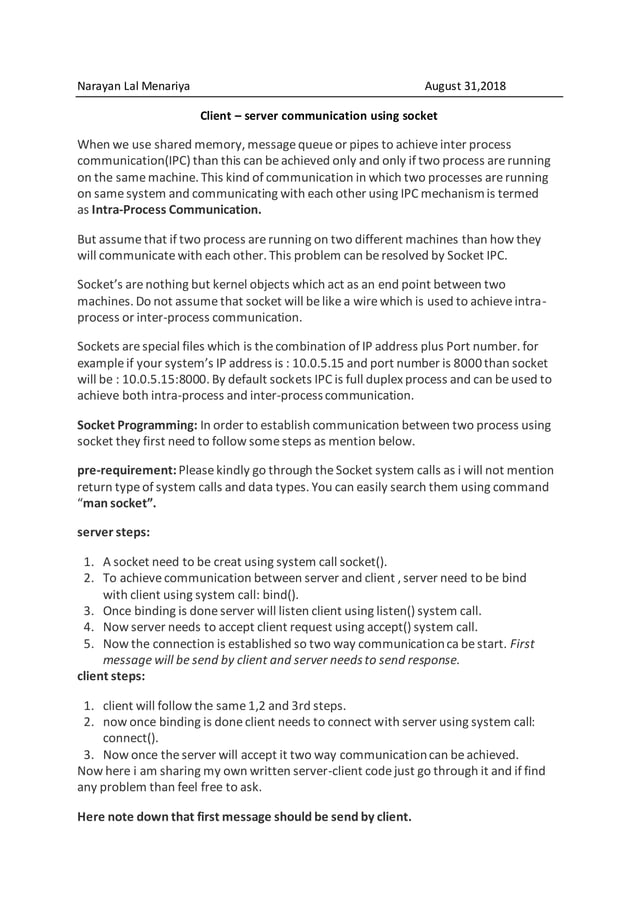 client-server communication using socket IPC | PDF