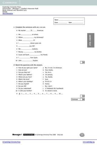 Messages 1 teacher's resource pack | PDF