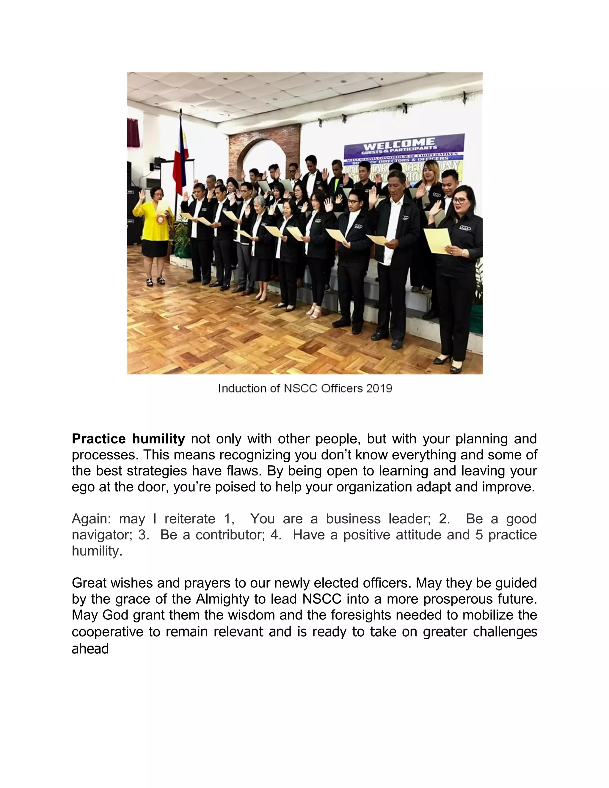 Message to NSCC Induction of Officers | PDF