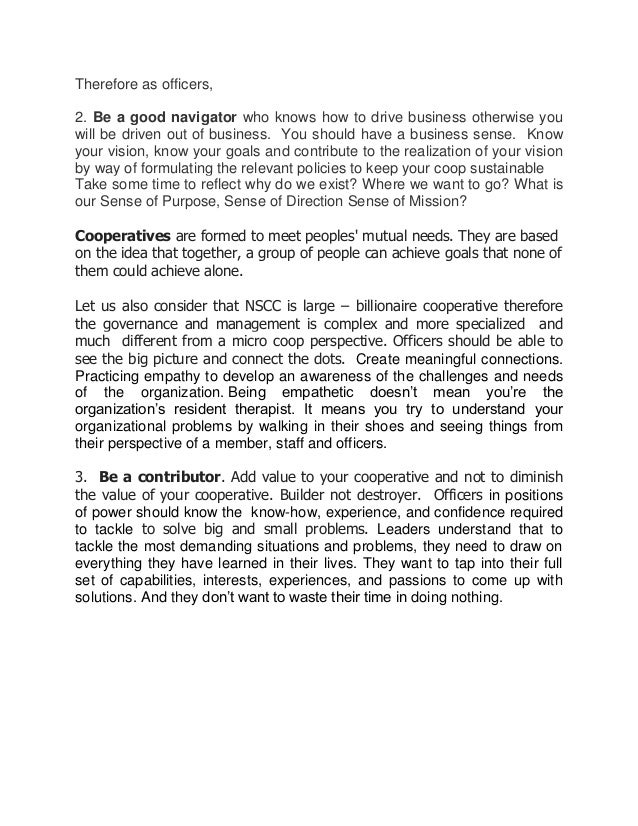 Message to NSCC Induction of Officers