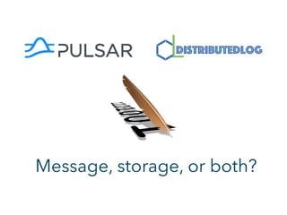 Messaging, storage, or both? The real time story of Pulsar and Apache DistributedLog | PPT