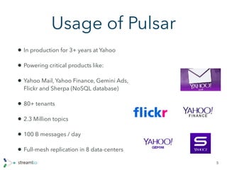 Messaging, storage, or both? The real time story of Pulsar and Apache DistributedLog | PPT