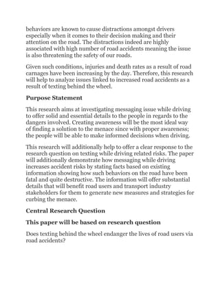 Messaging while driving essay | PDF