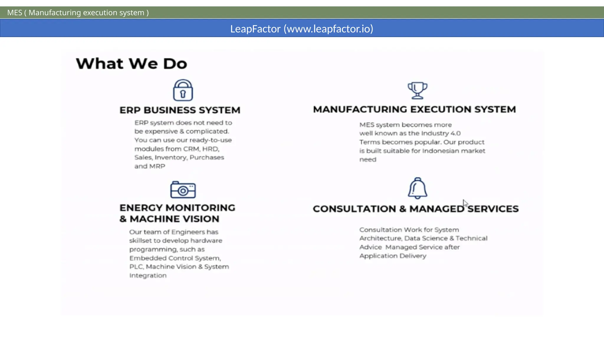 Manufacturing equipment system MES for industry monitoring | PPT