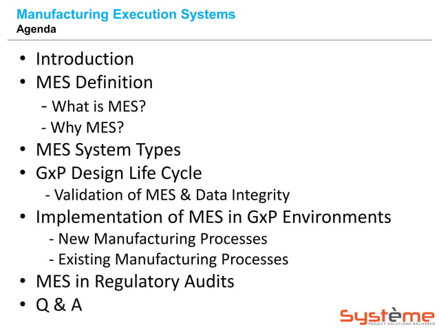 MES systems | PPTX