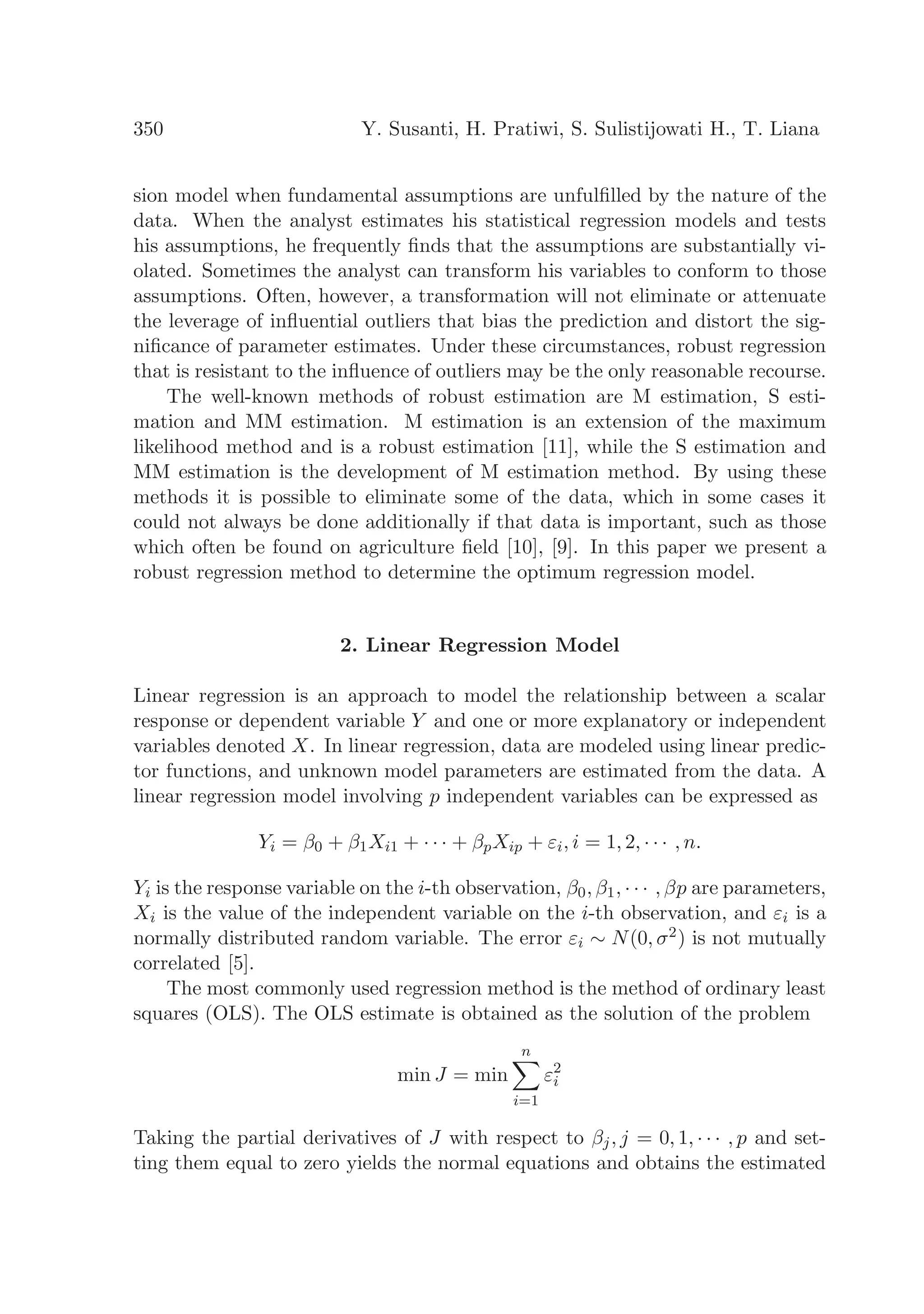 M Estimation S Estimation And Mm Estimation In Robust Regression Pdf