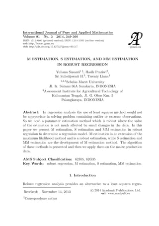 M estimation, s estimation, and mm estimation in robust regression | PDF | Web Development ...