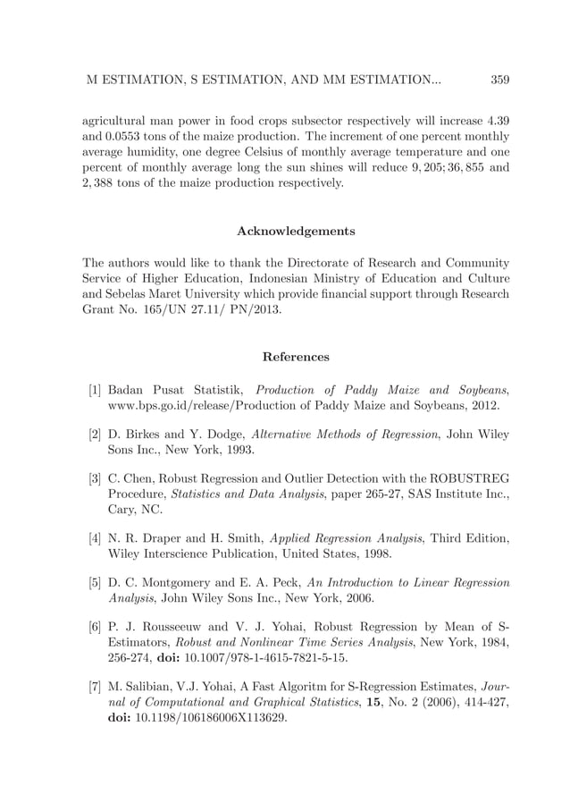 M Estimation S Estimation And Mm Estimation In Robust Regression Pdf