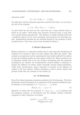 M estimation, s estimation, and mm estimation in robust regression ...