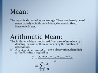 Measurement of central tendency | PPT