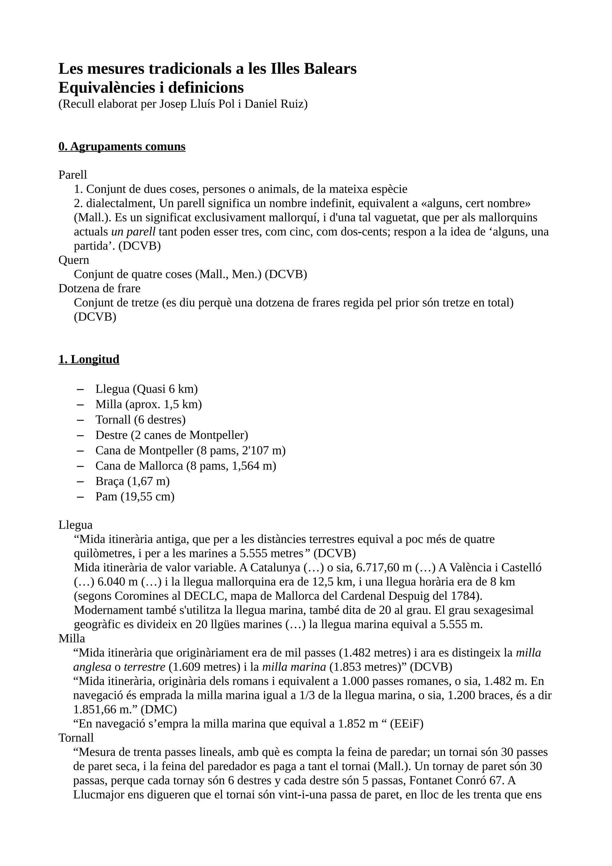 Mesures tradicionals | PDF