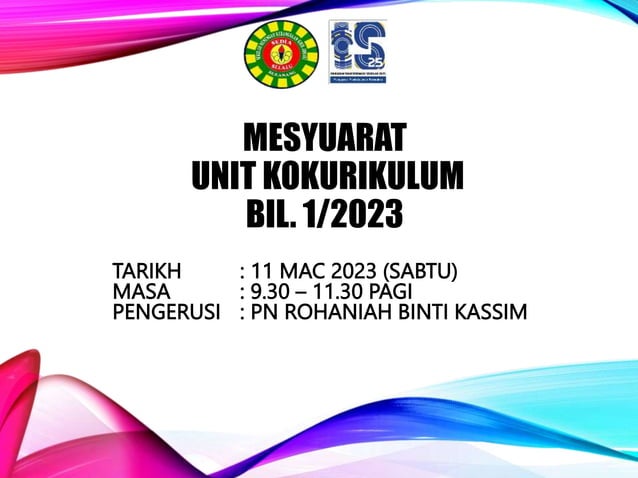 Mesyuarat Kokurikulum Bilangan 1 2023x | PPTX