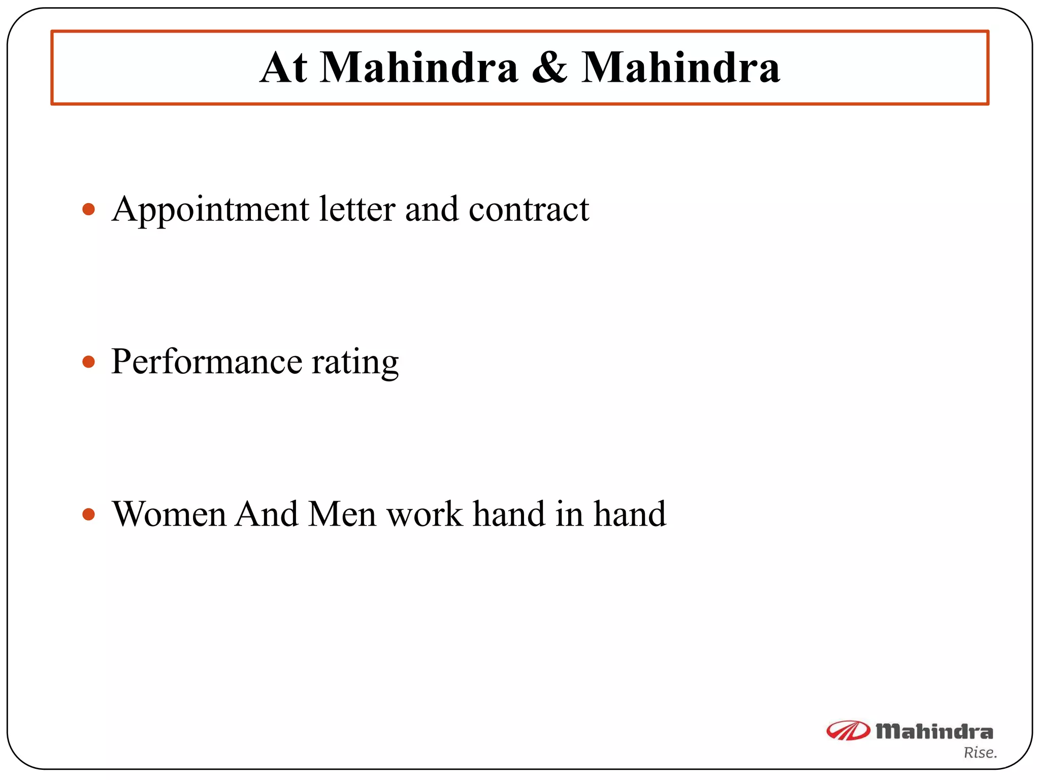 Mahindra & Mahindra - Proficiencies & Ethics in HRM | PPTX