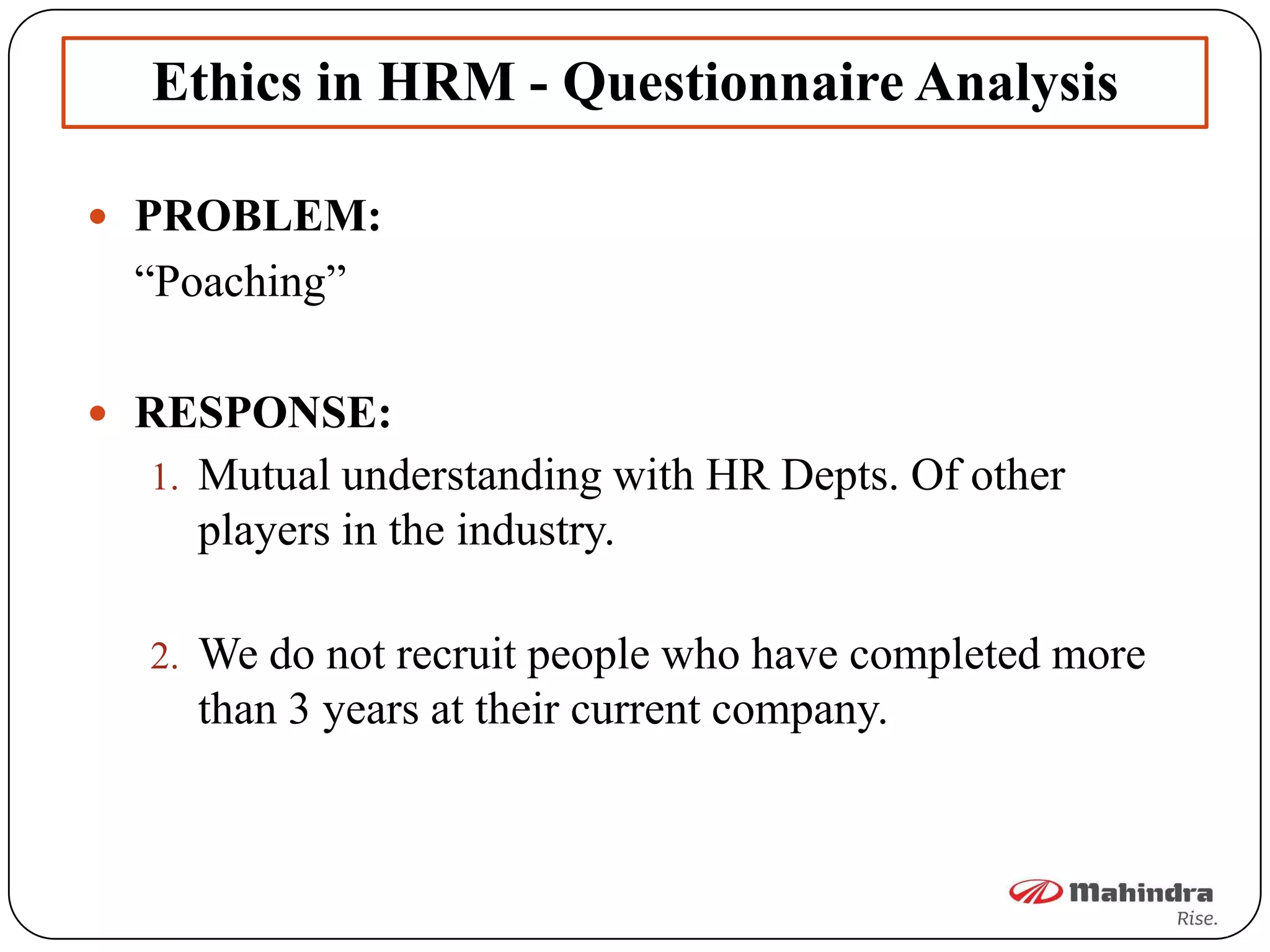 Mahindra & Mahindra - Proficiencies & Ethics in HRM | PPTX