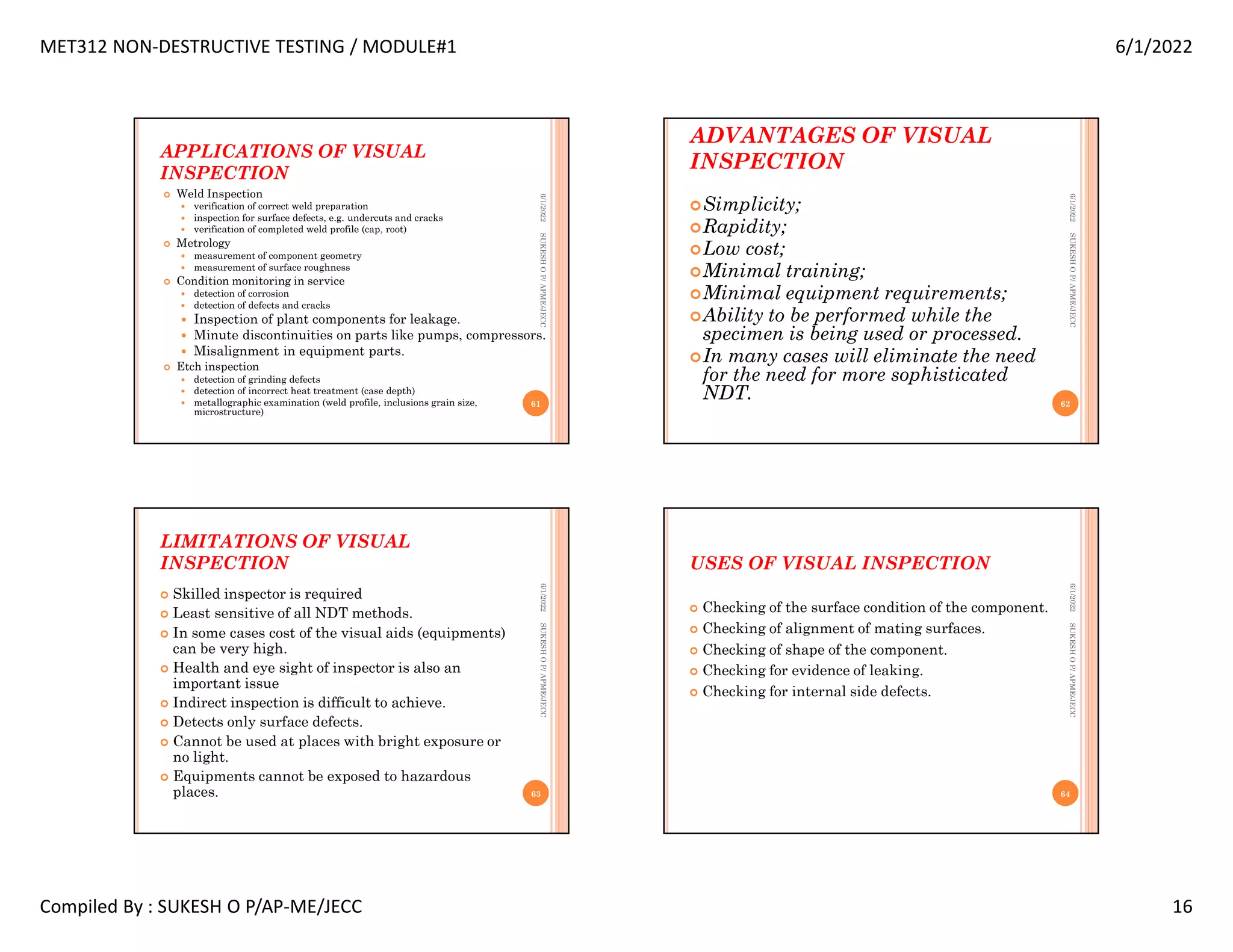 NDT_Introduction & Visual InspectionModule-1 | PDF