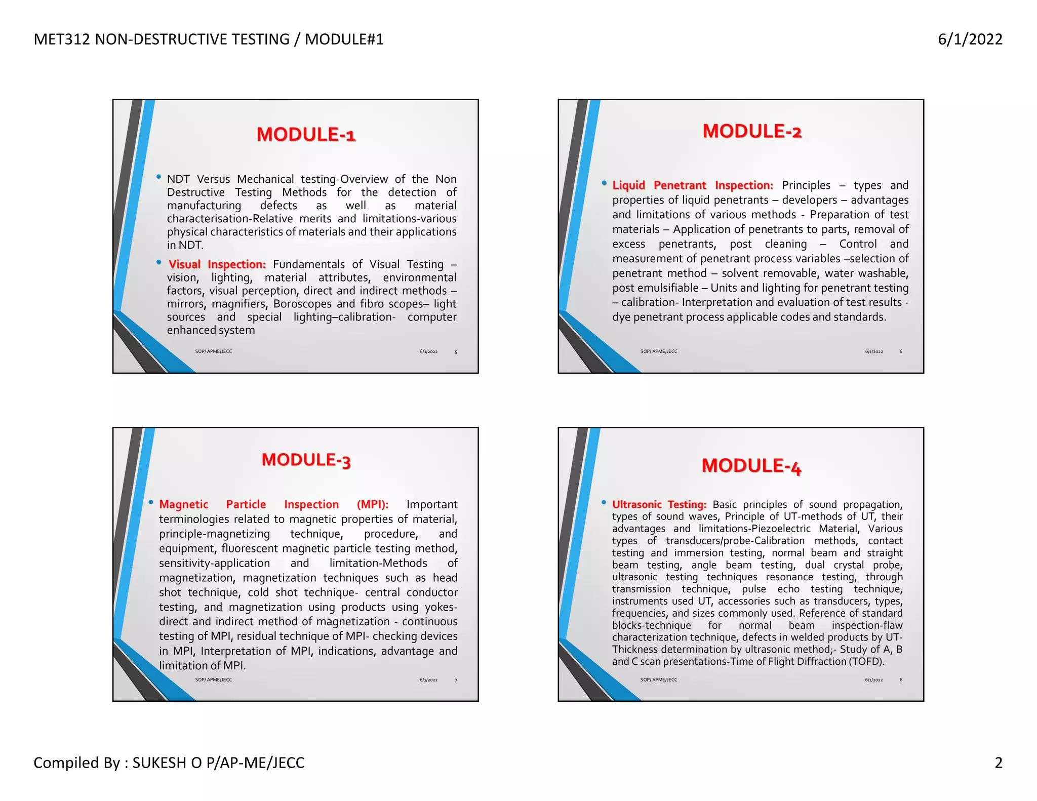 NDT_Introduction & Visual InspectionModule-1 | PDF