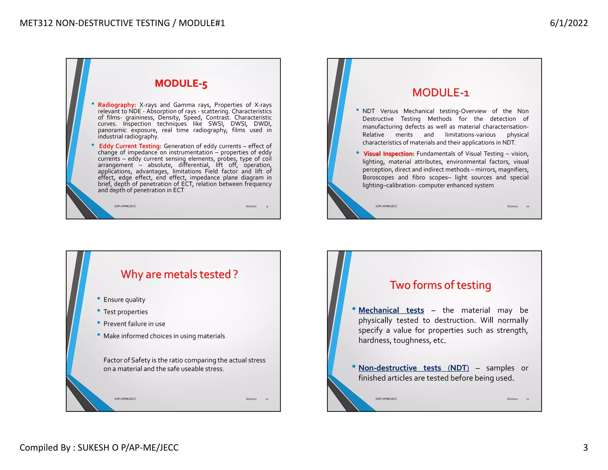 NDT_Introduction & Visual InspectionModule-1 | PDF