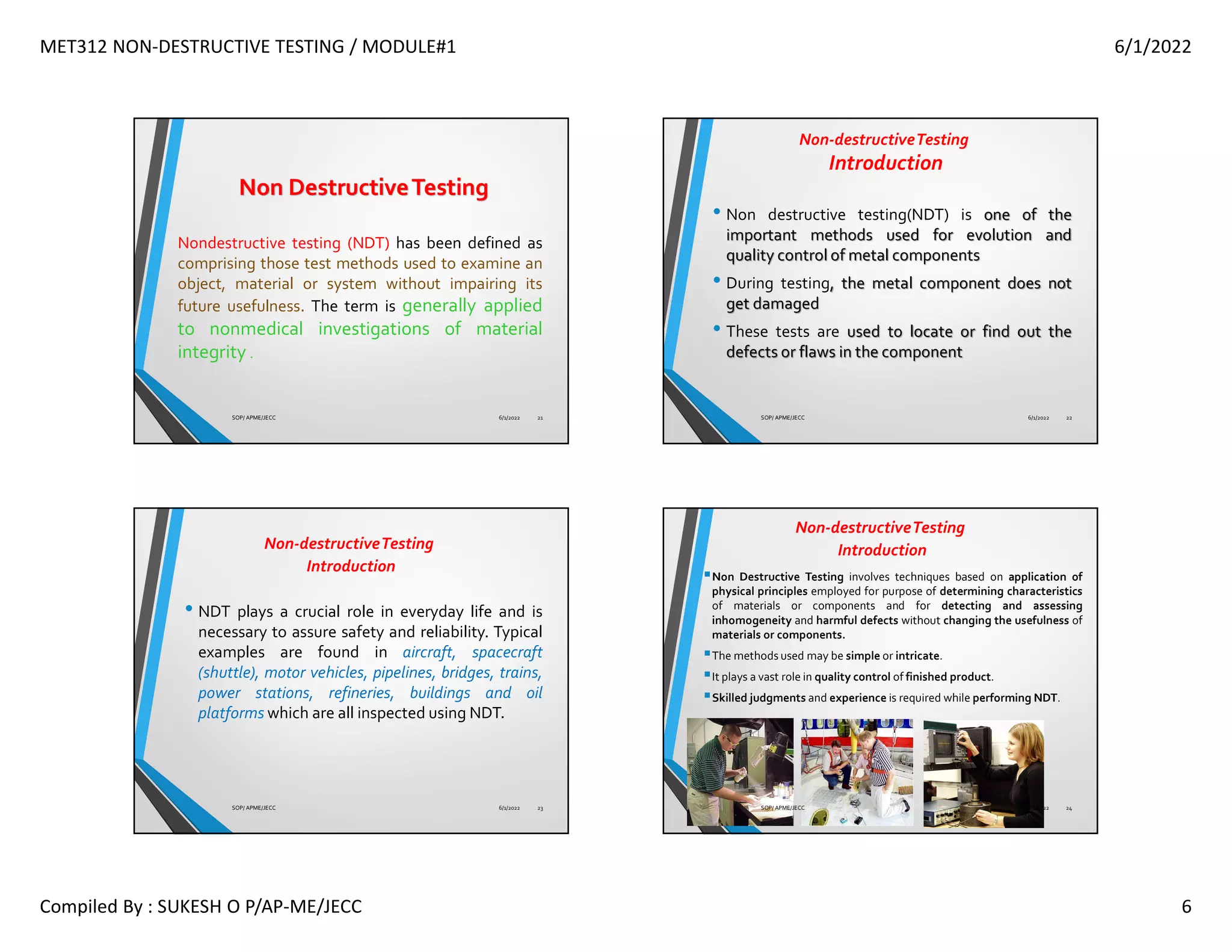 NDT_Introduction & Visual InspectionModule-1 | PDF