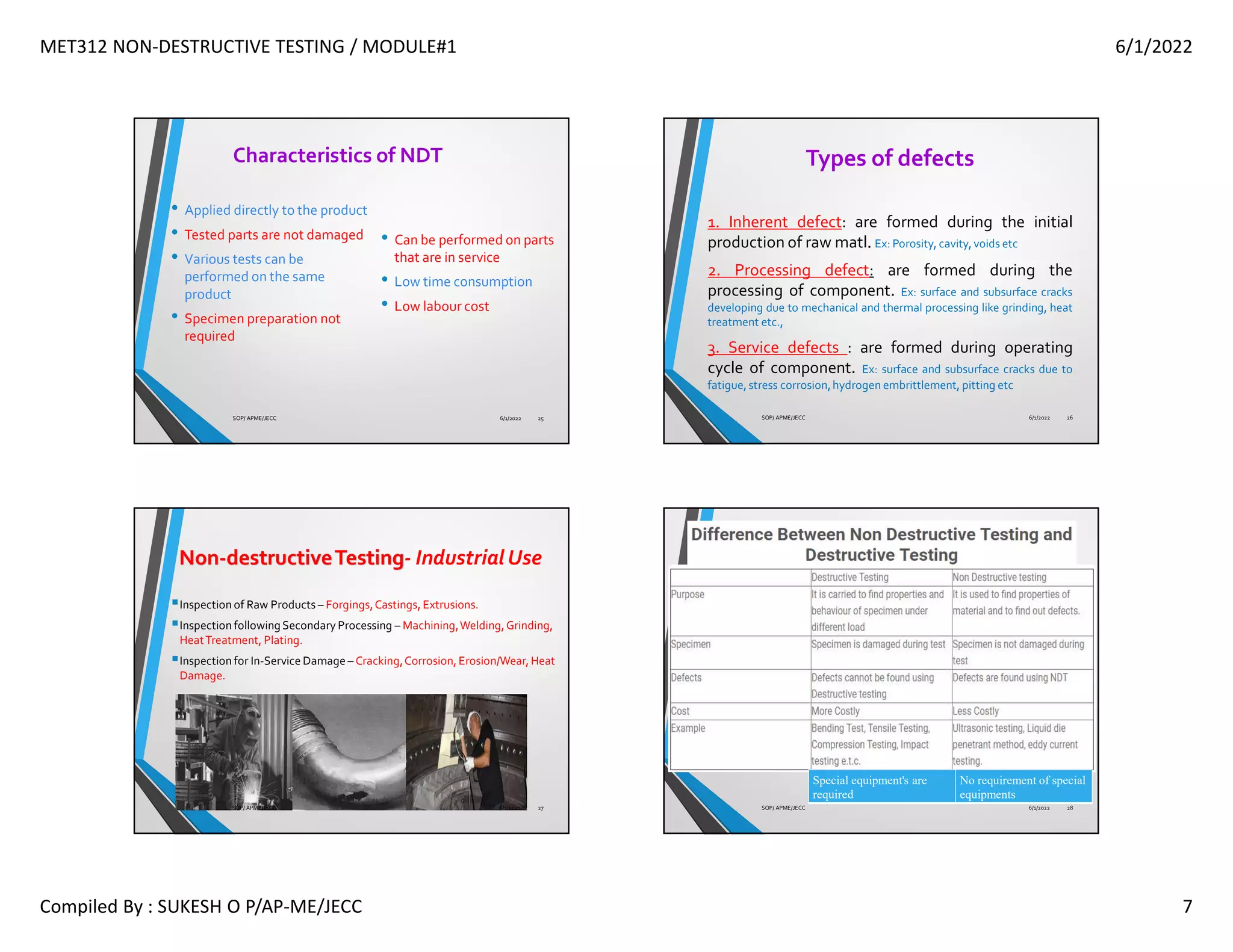 NDT_Introduction & Visual InspectionModule-1 | PDF