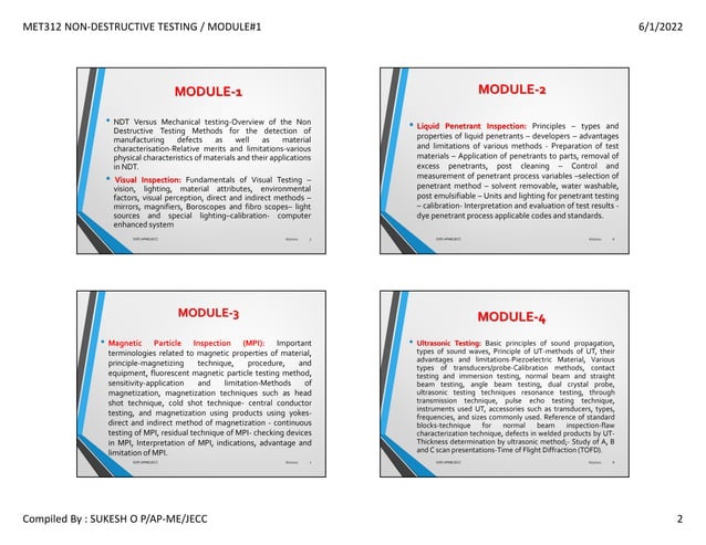 NDT_Introduction & Visual InspectionModule-1 | PDF