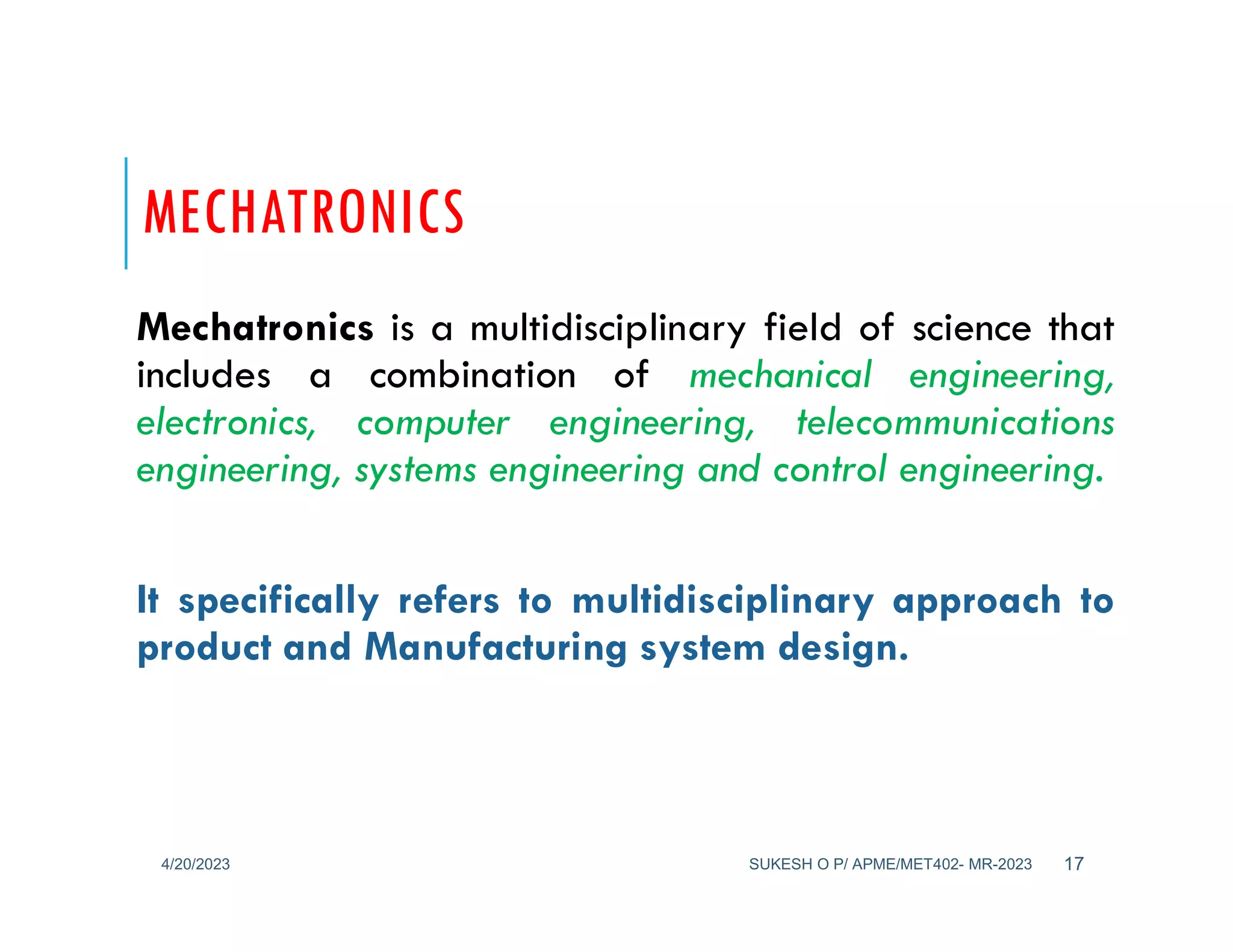 Introduction to Mechatronics | PDF