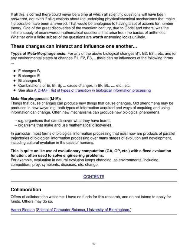 The Turing Inspired Meta-Morphogenesis Project -- The self-informing universe(Update 2018) | PDF