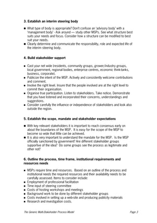 MeTA MSP workshop: The Generic Multi Stakeholder Process Model | PDF