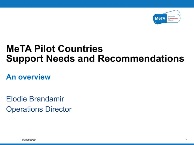 MeTA pilot countries support needs and recommendations | PPT