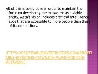 Meta Plans for the Metaverse | PPT