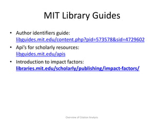 Bibliometric - MIT MetaResources | PPTX