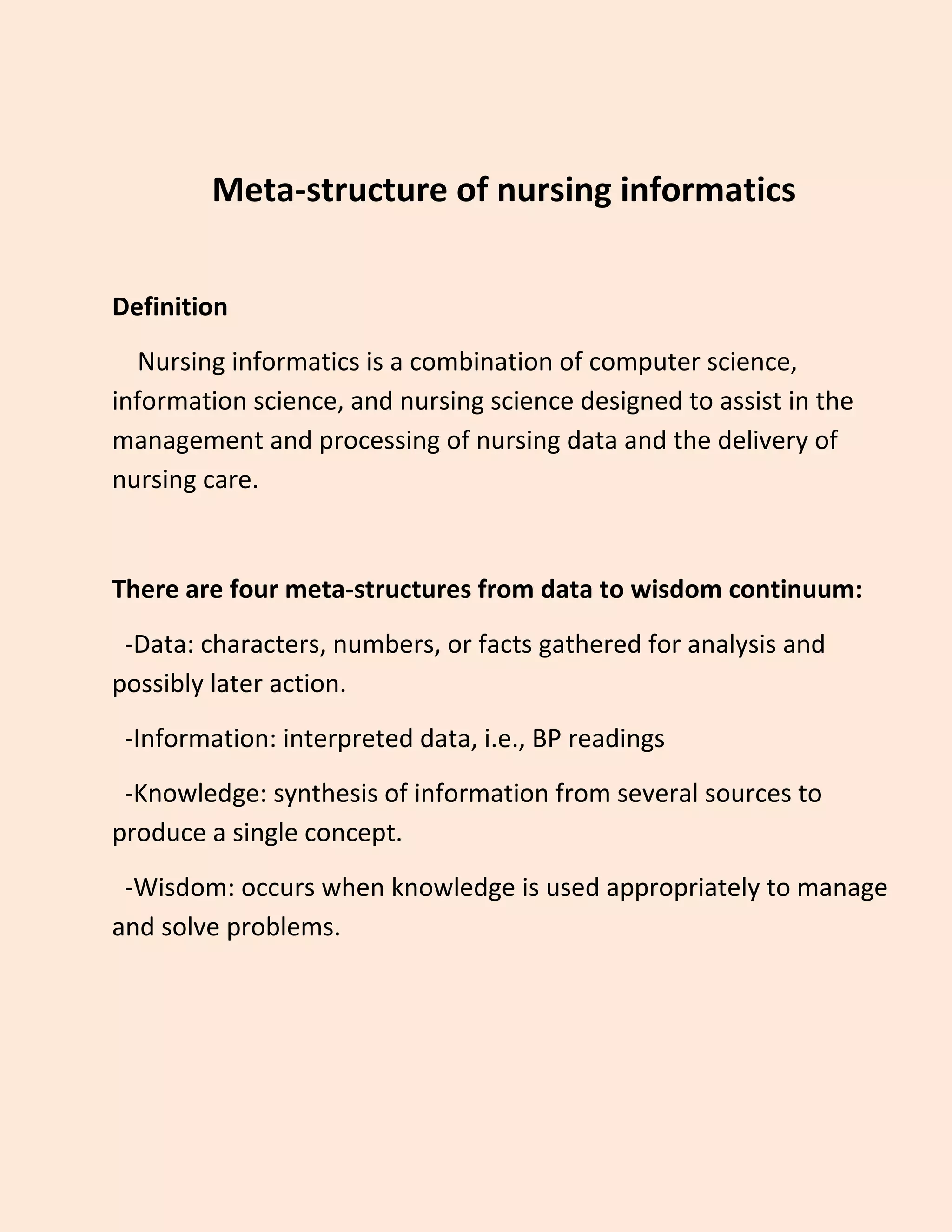 Meta structure of nursing informatics | DOCX