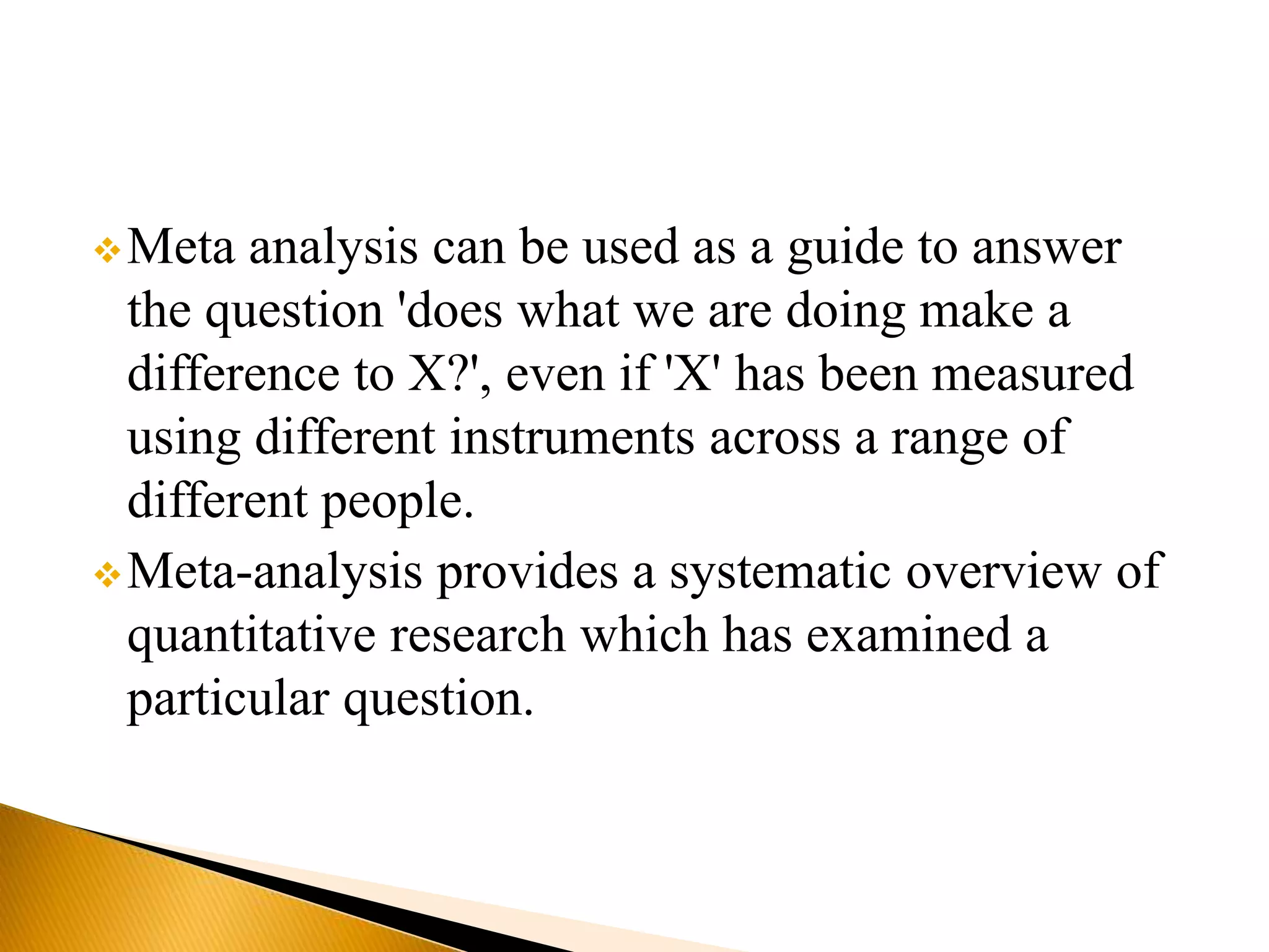 Meta analysis - qualitative research design | PPTX