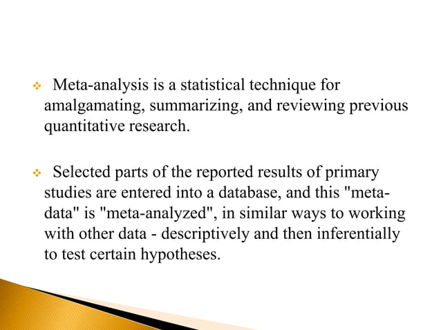 Meta analysis - qualitative research design | PPTX | Science