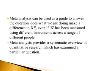 Meta analysis - qualitative research design | PPTX