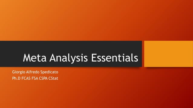 Meta analysis essentials | PPT